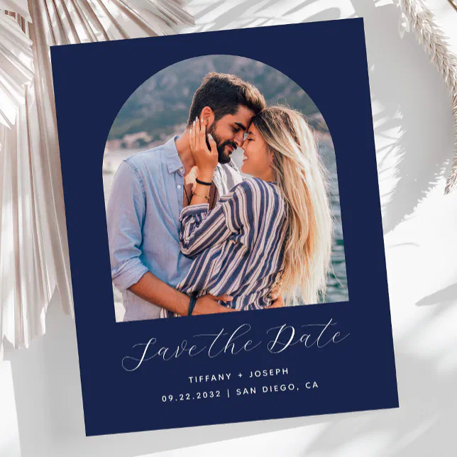 Budget Photo Arch Navy Blue Save the Date | Zazzle