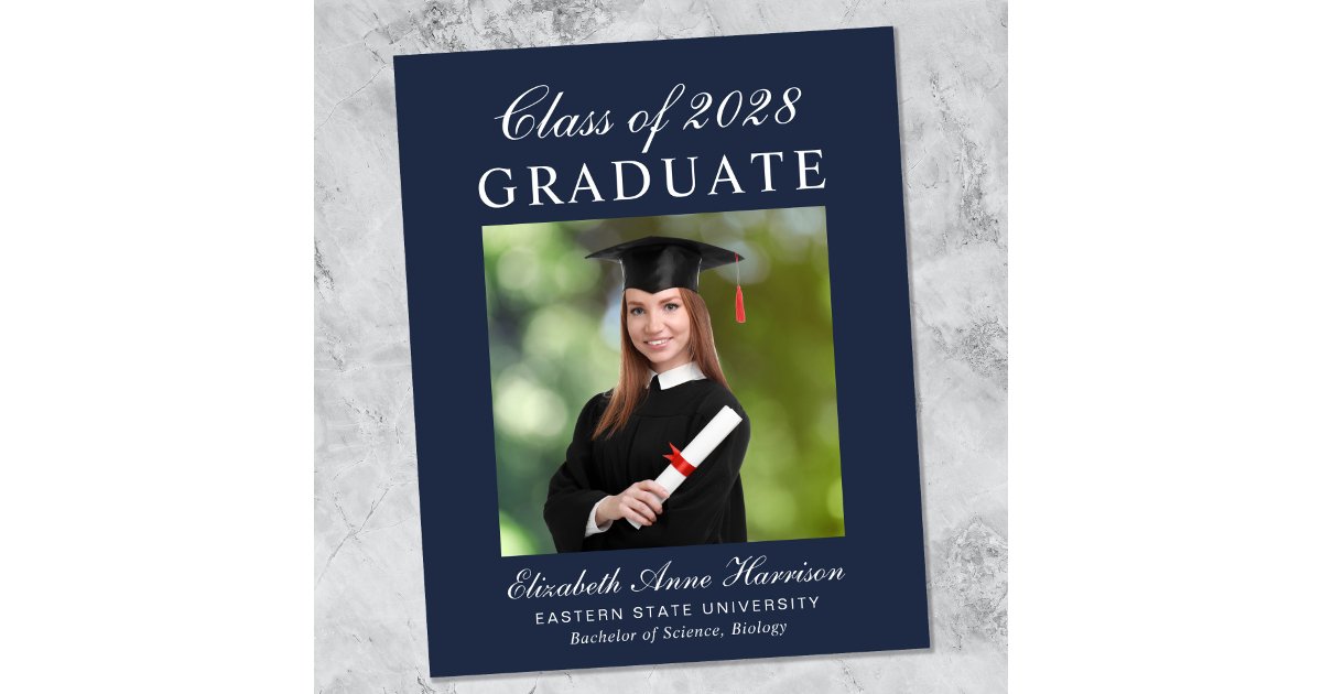 Budget Photo Blue College Graduation Announcement | Zazzle