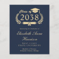 Budget Photo Blue Gold Graduation Announcement | Zazzle
