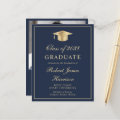 Budget Photo Blue Gold Graduation Party Invitation | Zazzle