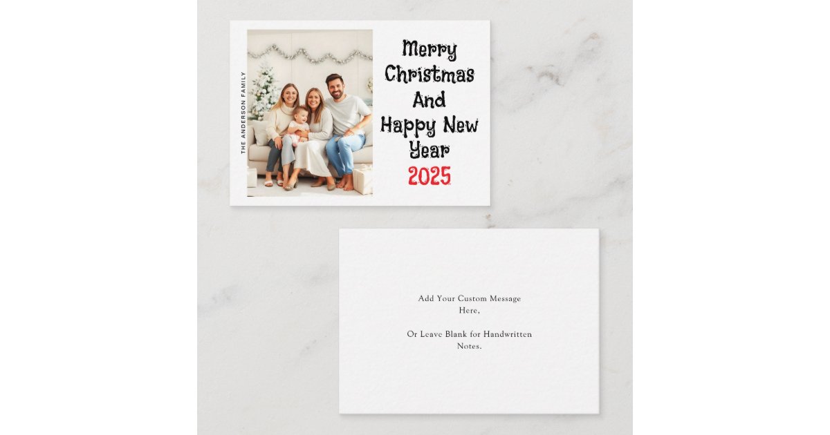 Budget Photo Christmas and Happy New Year Holiday Note Card | Zazzle