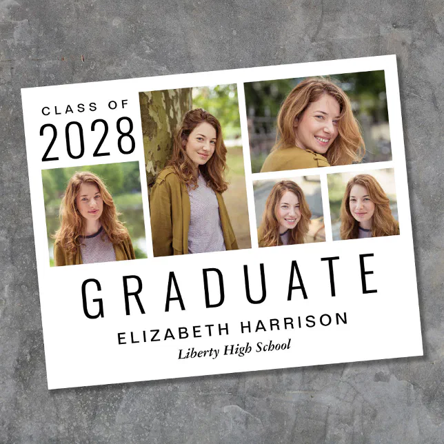 Budget Photo Collage Graduation Announcement | Zazzle