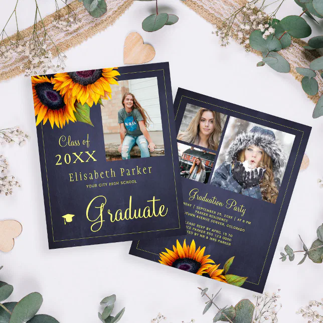 Budget PHOTO collage graduation party Invitation | Zazzle