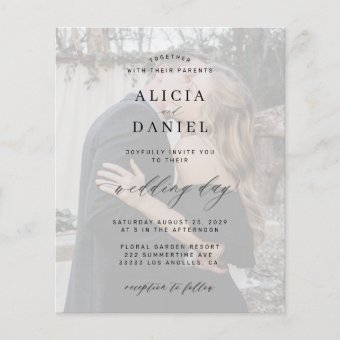Budget photo elegant wedding invitation | Zazzle