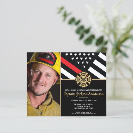 Budget Photo Firefighter Retirement Invitation | Zazzle