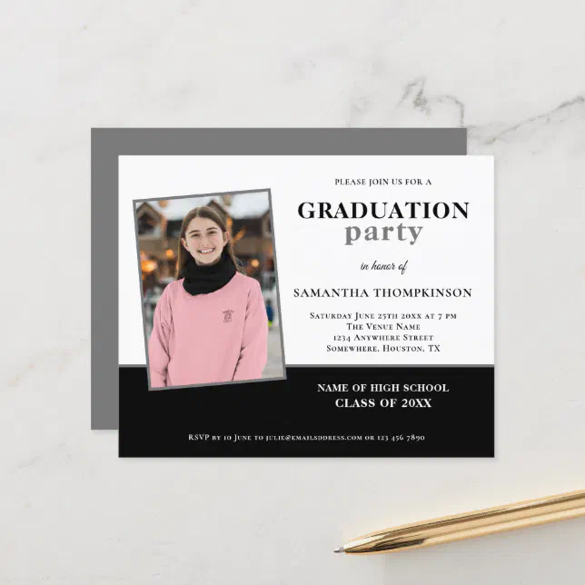 Budget Photo Name Graduation Party Invitation | Zazzle