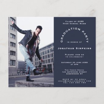 Budget Photo Navy Graduation Party Invitation | Zazzle