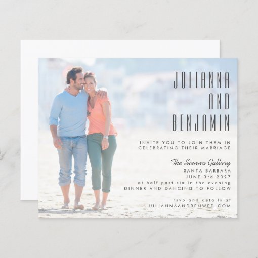 Budget Photo Overlay Wedding Horizontal Invite | Zazzle