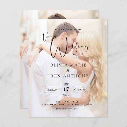 Budget Photo Picture Wedding Modern | Zazzle