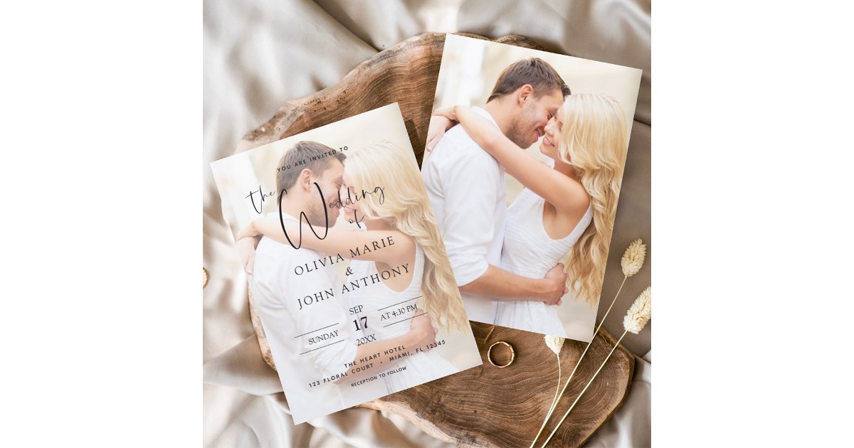 Budget Photo Picture Wedding Modern | Zazzle