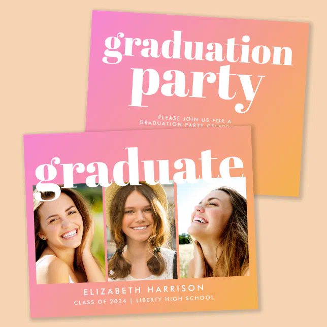 Budget Photo Pink Graduation Party Invitation | Zazzle