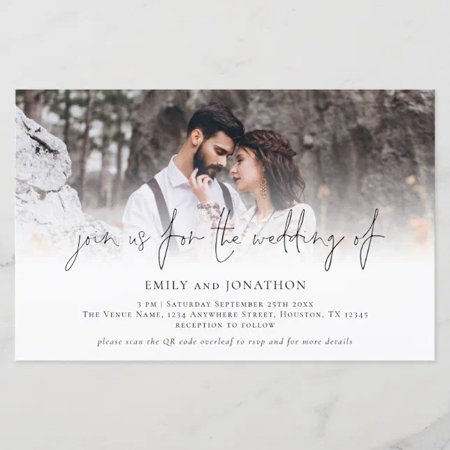 Budget Photo QR Code Join Us Wedding Invitation | Zazzle
