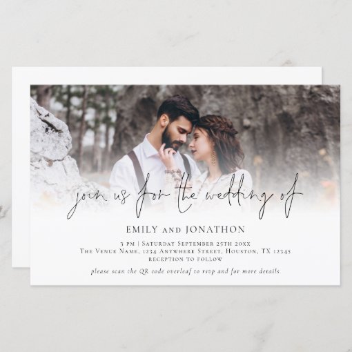 Budget Photo QR Code Join Us Wedding Invitation | Zazzle