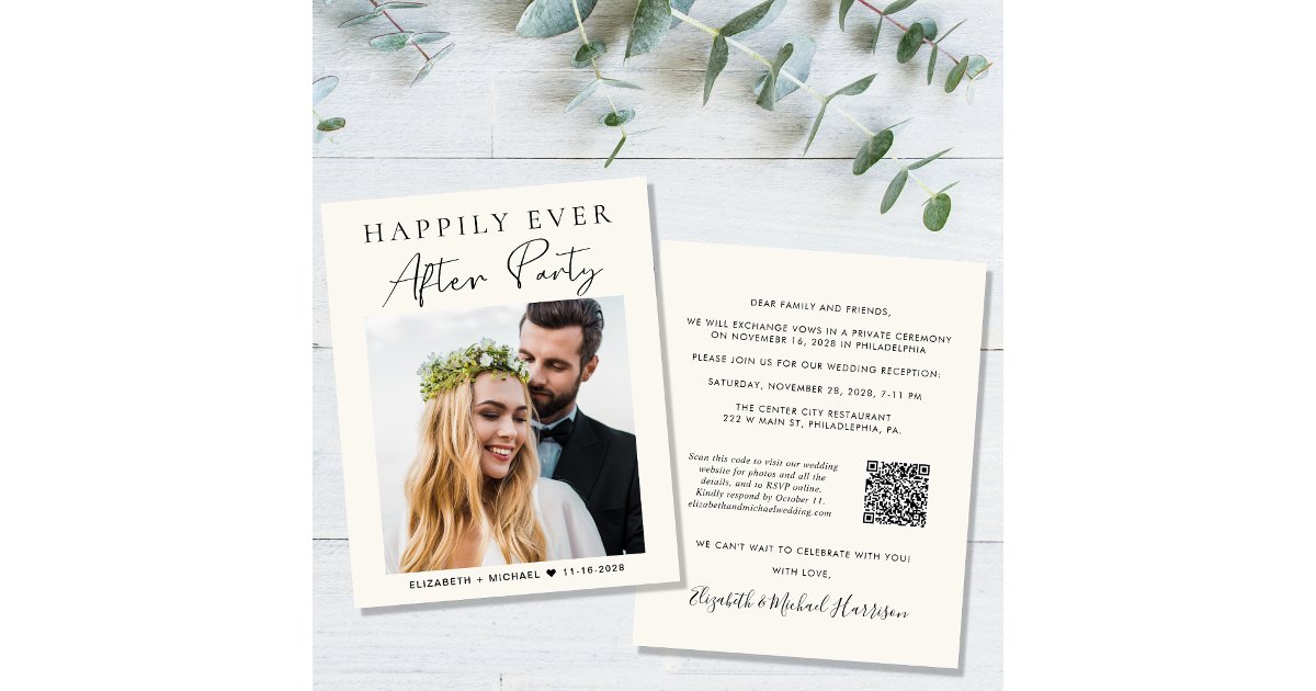 Budget Photo QR Code Wedding Reception Invitation | Zazzle