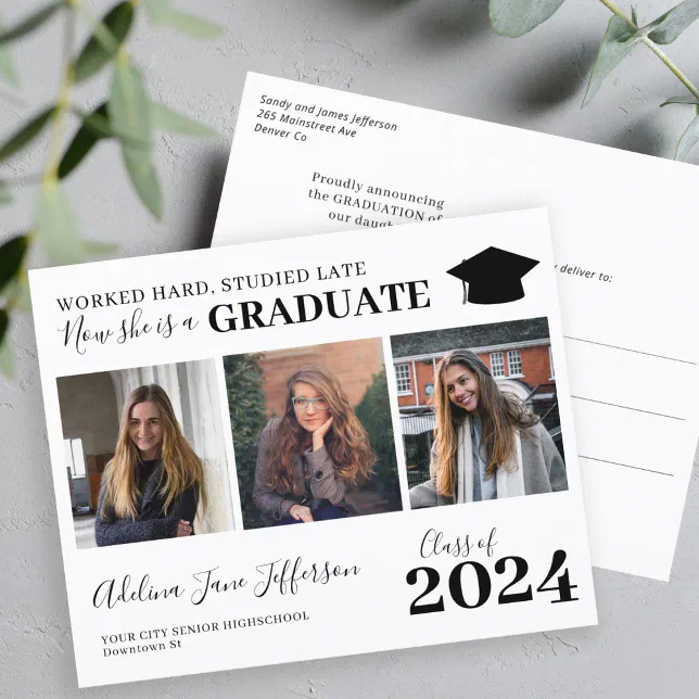 Budget photo script graduation announcement | Zazzle
