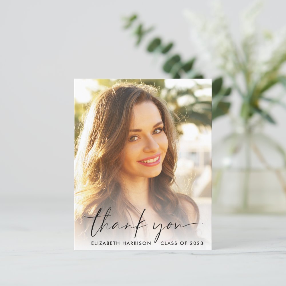 Budget Photo Script Graduation Thank You Card sold by A ee mi | SKU 42542404 | 55% OFF Printerval