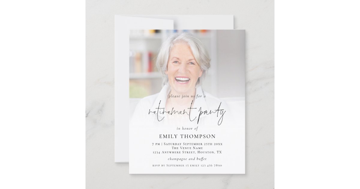 Budget Photo Script Retirement Party Invite | Zazzle