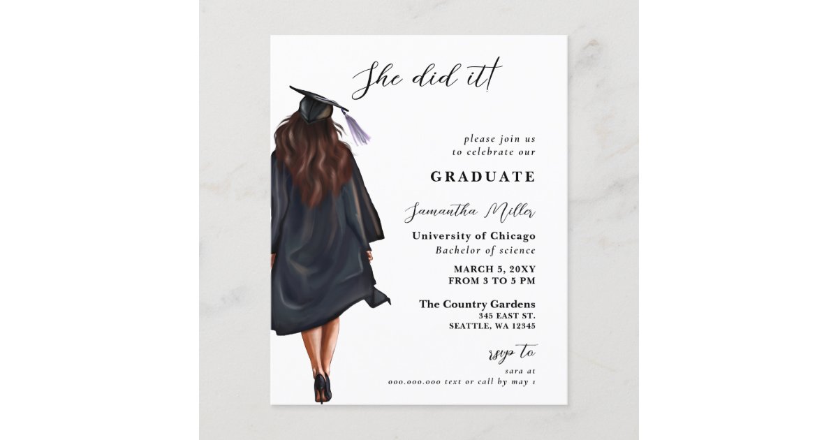 Budget Photo She Did It Graduation Invitation | Zazzle