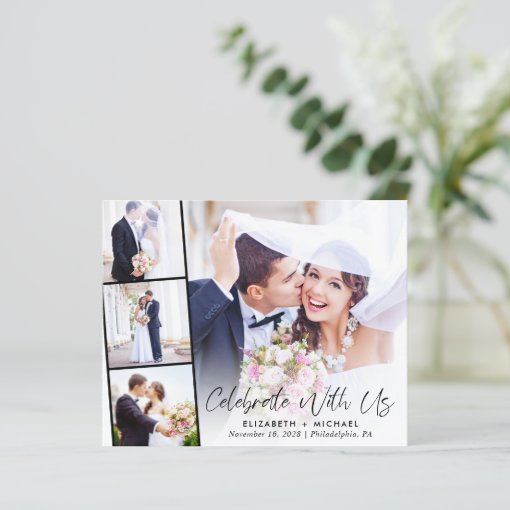 Budget Photo Strip Wedding Reception Invitation | Zazzle
