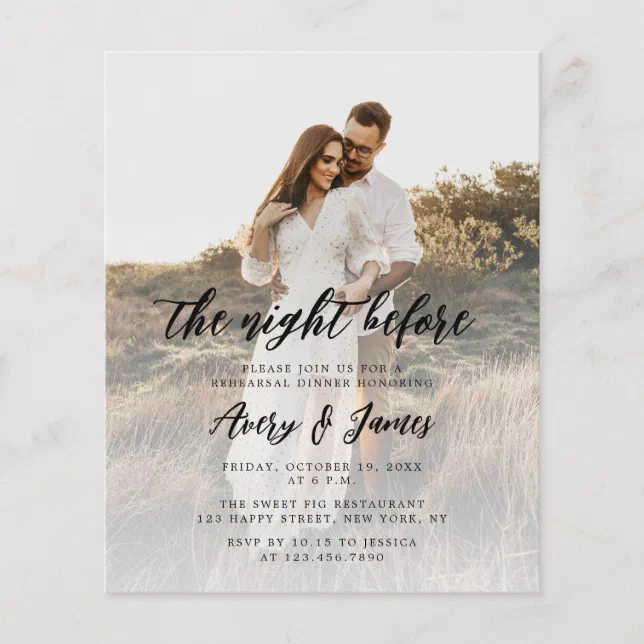 Budget Photo The Night Before Rehearsal Dinner Flyer | Zazzle
