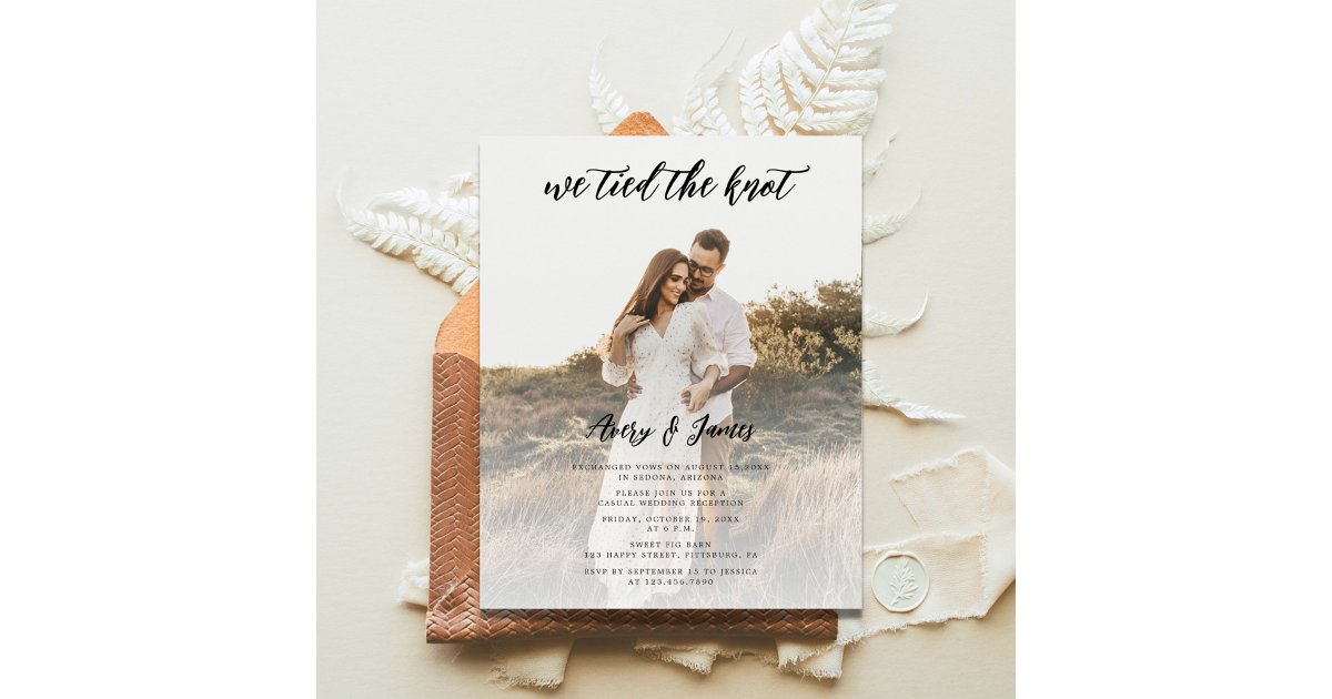 Budget Photo We Tied The Knot Wedding Elopement Flyer | Zazzle