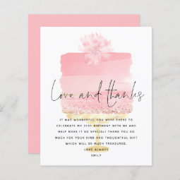 Budget Pink Cake Script 21st Birthday Thank You | Zazzle