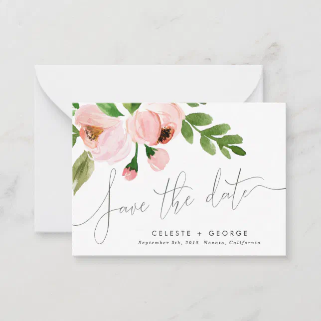budget pink elegant wedding save the date note card | Zazzle