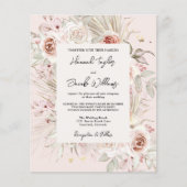 Budget PInk Floral Boho Rustic Wedding Invitation | Zazzle