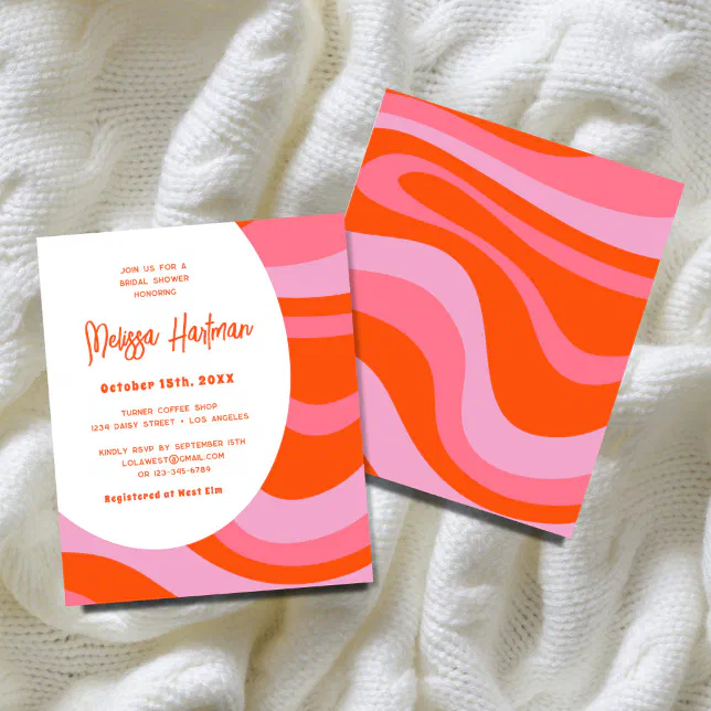 Budget Pink Groovy Bridal Shower Invitation | Zazzle