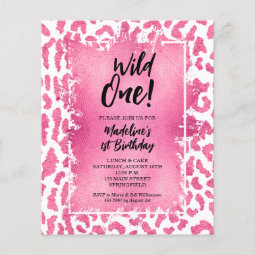 Budget Pink Leopard Wild One 1st Birthday Invites | Zazzle