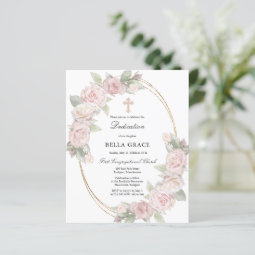 Budget Pink Rose Floral Dedication Invitation | Zazzle