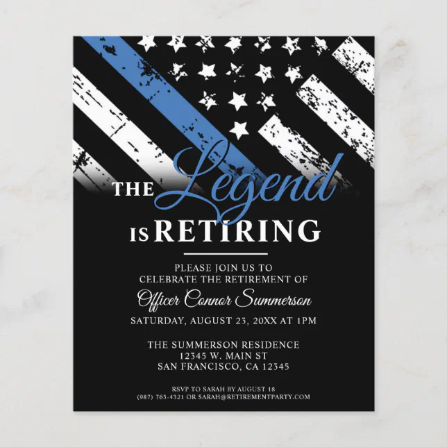 Budget Police Blue Line Law Enforcement Retirement Flyer | Zazzle