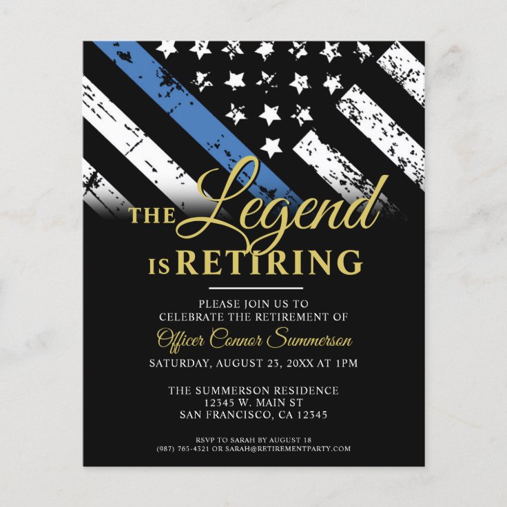 Budget Police Blue Retirement Party Invitation | Zazzle