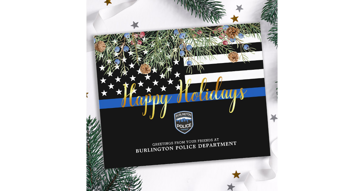 Budget Police Christmas Thin Blue Line Cards | Zazzle