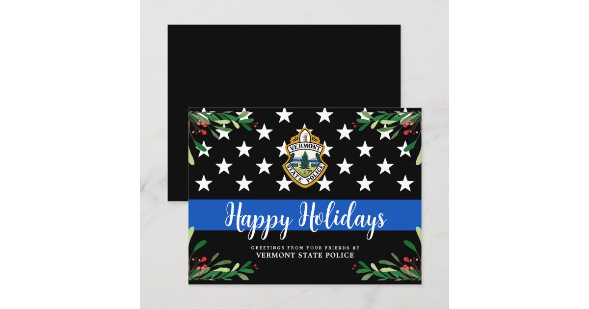 Budget Police Department Christmas Cards Blue Line | Zazzle