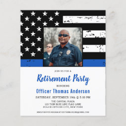 Budget Police Officer Photo Retirement Invitation | Zazzle