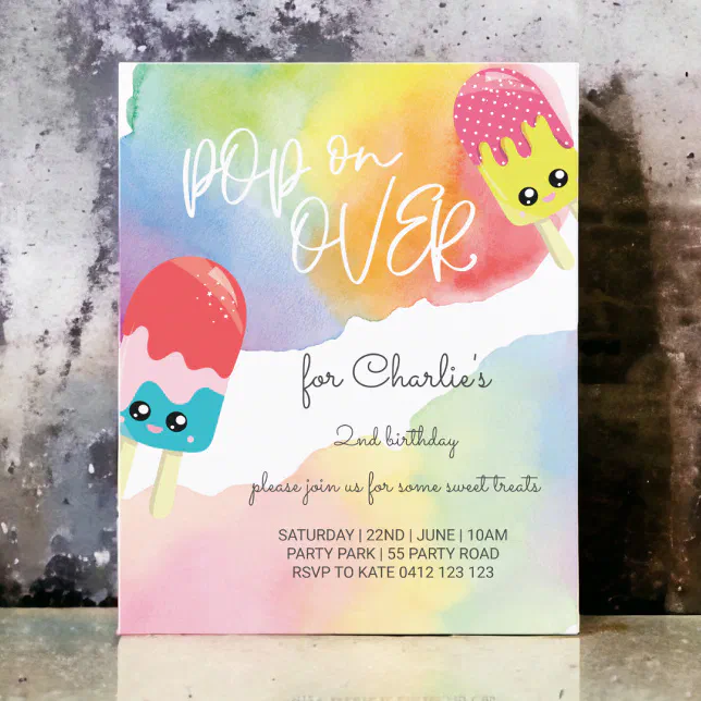 BUDGET Pop On Over Popsicle Birthday Invitation | Zazzle