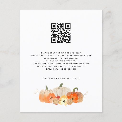 Budget Pumpkin Glitter QR Code Fall in Love Invite | Zazzle