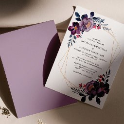 Budget Purple Floral Modern Wedding Invitation | Zazzle