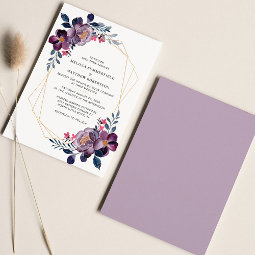 Budget Purple Floral Modern Wedding Invitation | Zazzle
