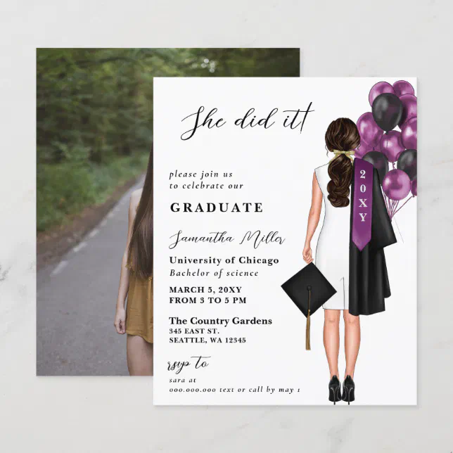 Budget Purple Simple Photo She Did It Graduation | Zazzle