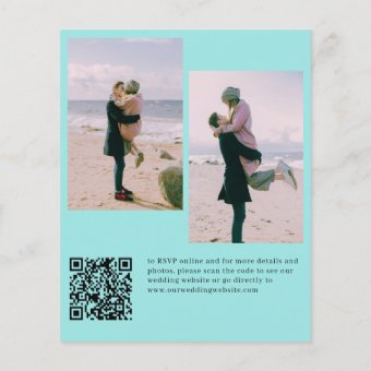 Budget QR CODE 3 photo summer beach wedding Flyer | Zazzle