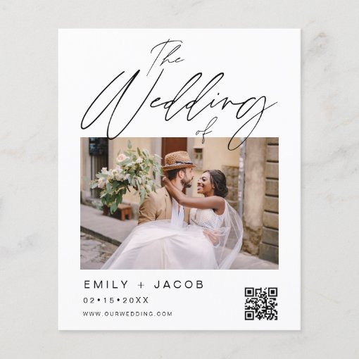 Budget QR Code Calligraphy Wedding Invitation Flyer | Zazzle