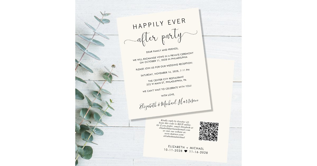 Budget QR Code Cream Wedding Reception Invitation | Zazzle