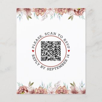 BUDGET QR code flowers wedding invitation | Zazzle
