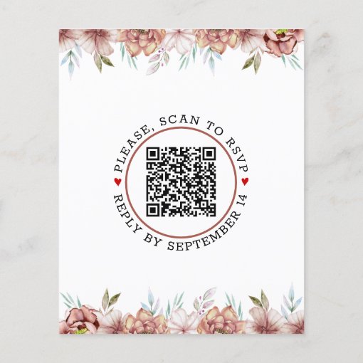 BUDGET QR code flowers wedding invitation | Zazzle