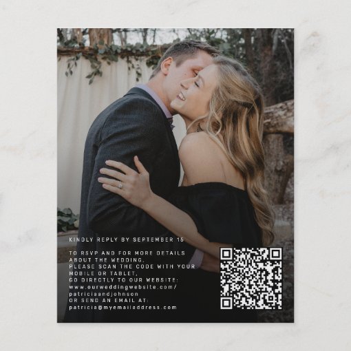 Budget QR code photo modern wedding Invitation Flyer | Zazzle