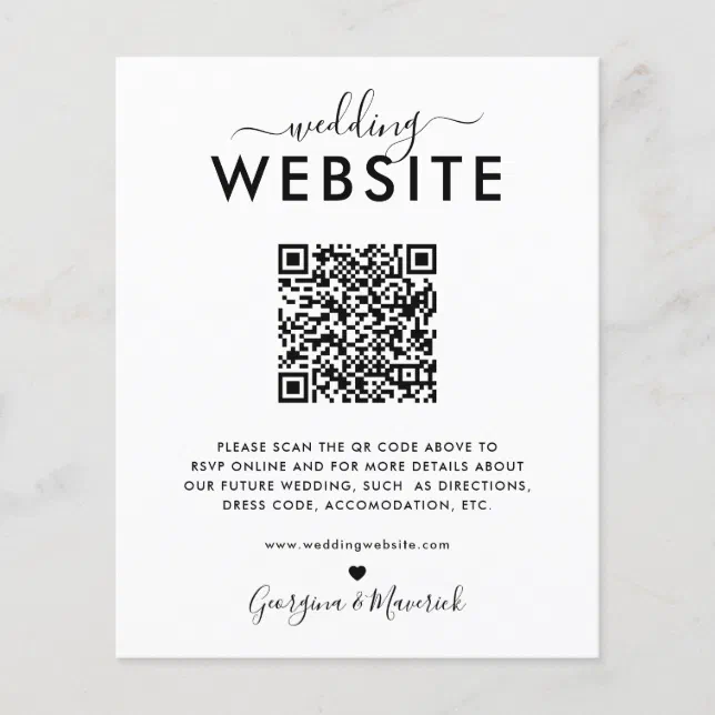 Budget QR Code RSVP Wedding Website Details | Zazzle