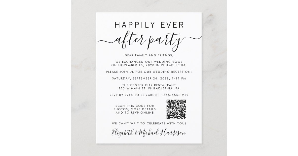 Budget QR Code Wedding After Party Invitation | Zazzle