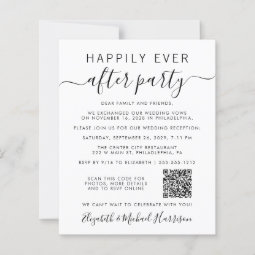 Budget QR Code Wedding After Party Invitation | Zazzle